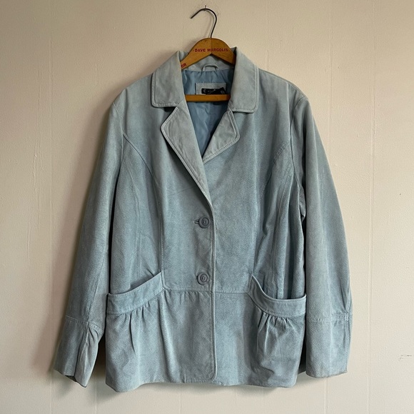 Jackets & Coats | Vintage Pastel Blue Suede Leather East 5th Jacket ...